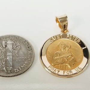 Sale 1" Estate Vintage 14k Yellow Gold Saint Peter Key to Heaven ...