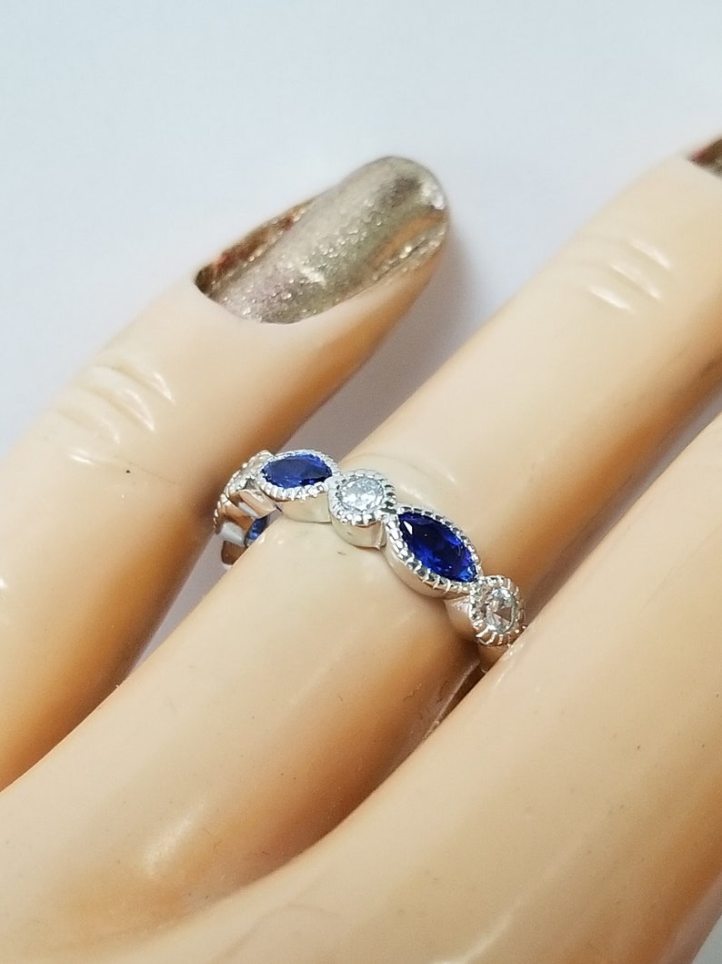 Estate Sterling Silver 925 Cornflower Sapphire 1ct CZ Diamond - Etsy