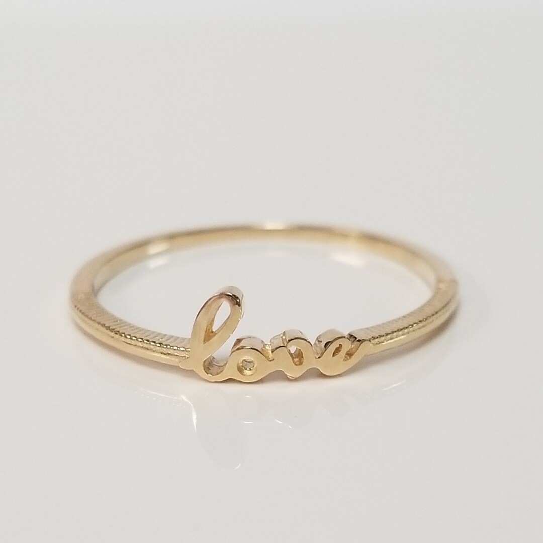 Size 7 Or8 Estate 14k Yellow Gold Twist Rope Cursive LOVE Heart Ring ...