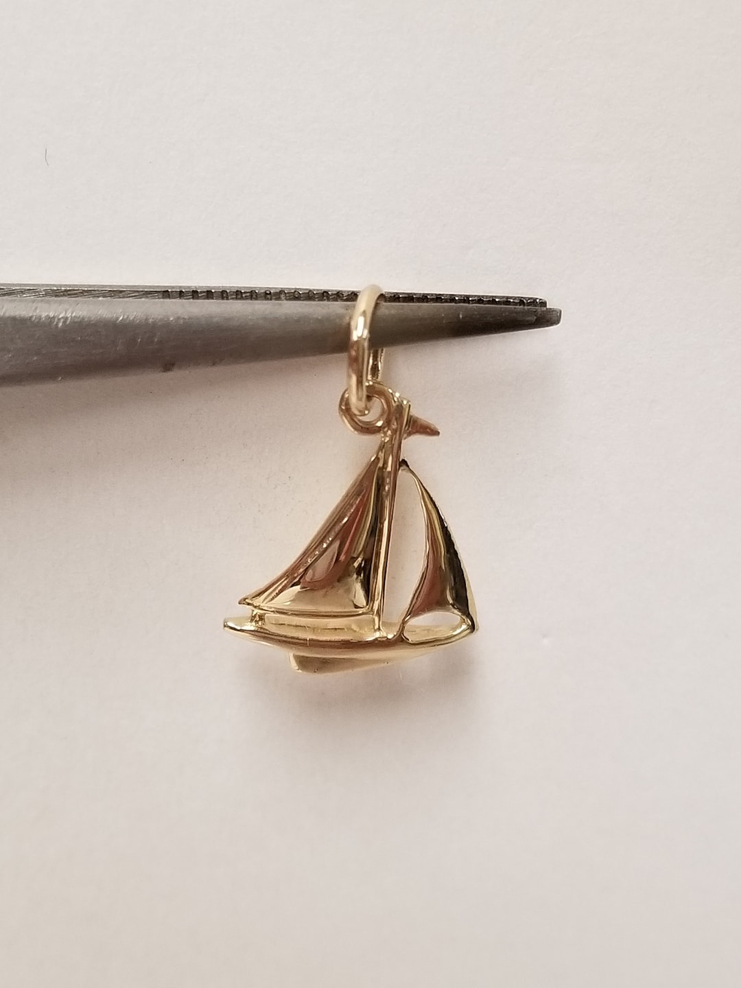 3/4" Estate 14k Yellow Gold Ocean Sailboat Pendant Charm Clipper Ship ...
