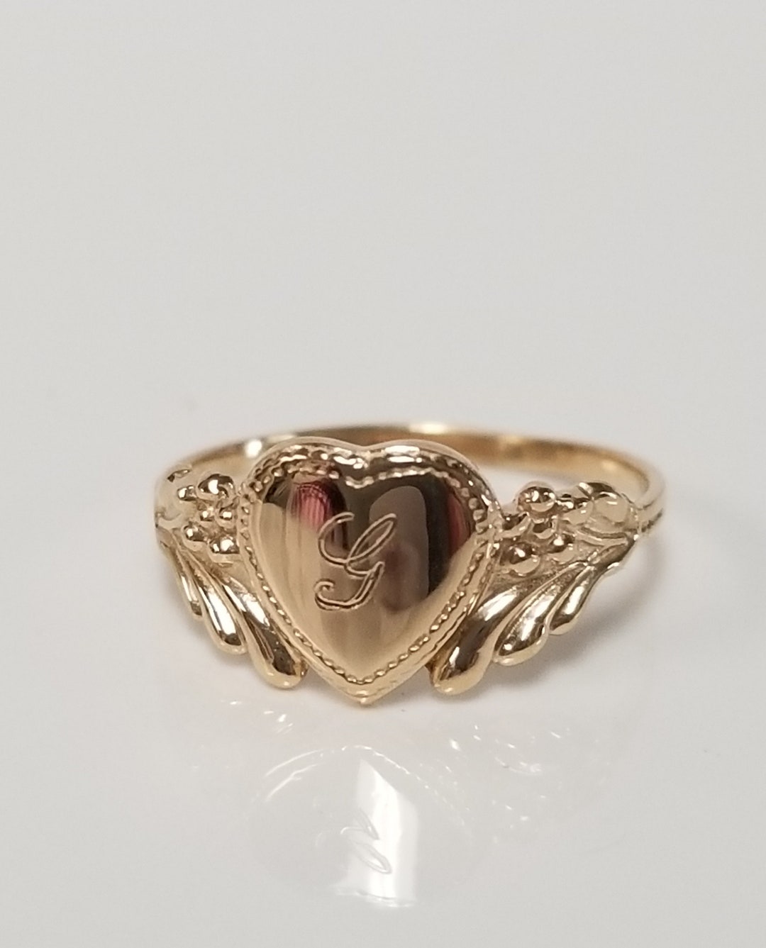 Size 3 G Sale Estate 14k Yellow Gold Monogram Cursive G Initial Capital ...