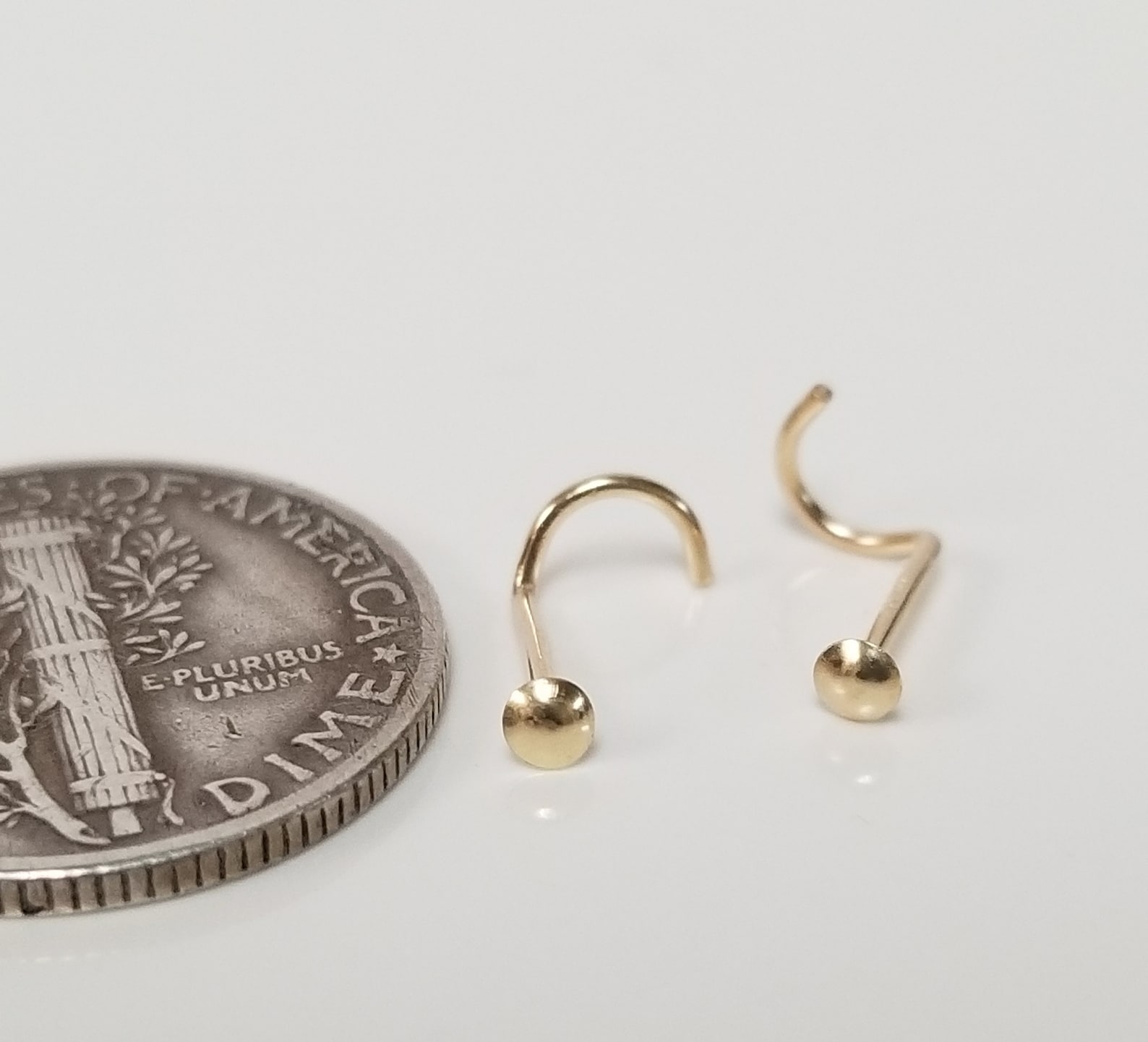 1mm New 14k Yellow Gold Nose Stud Piercing Twist Hook Studs - Etsy