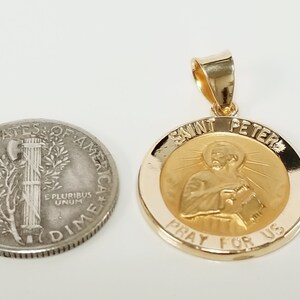 Sale 1" Estate Vintage 14k Yellow Gold Saint Peter Key to Heaven ...