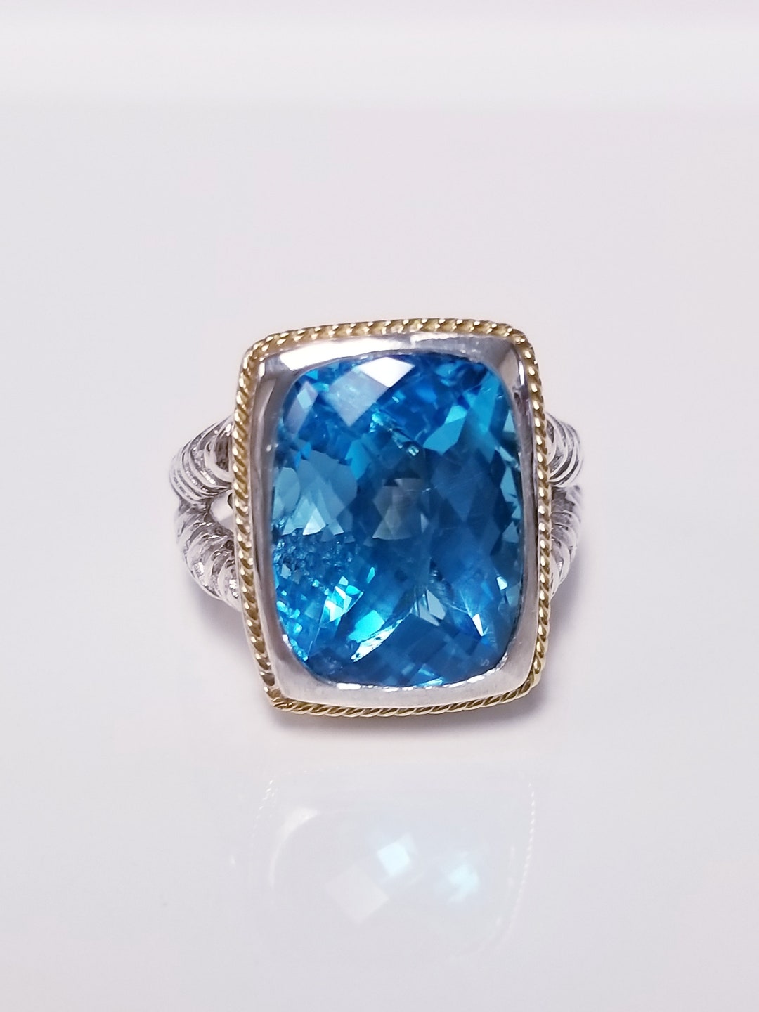 Ring Size 8.25 Estate Effy Sterling Silver 925 18k Yellow Gold Twist ...