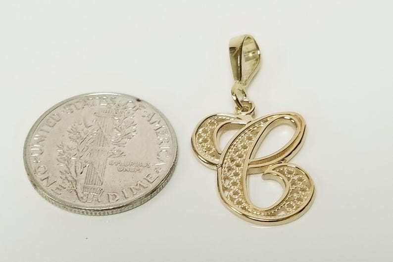 1" Estate 10k Yellow Gold Monogram C Initial Capital Pendant Charm ...