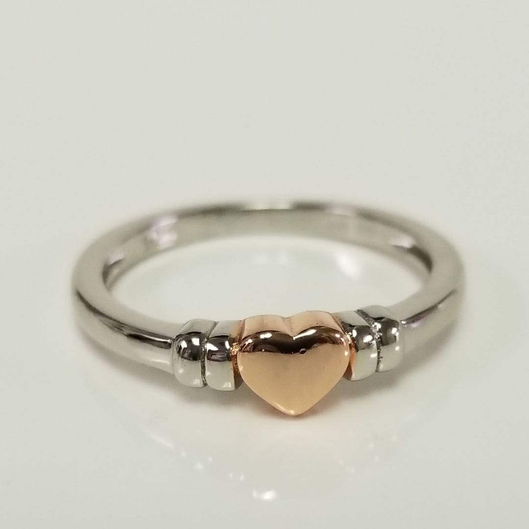 Estate Sterling Silver 925 Rose Gold Heart Modern Art Deco Style ...