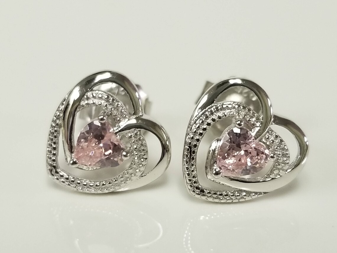Estate Sterling Silver 925 Pink Heart .25ct Sapphire or Ice Nice ...