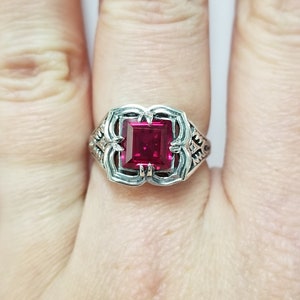 Estate Sterling Silver 925 Red 2ct Ruby Filigree Antique Ring Stunning ...