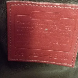 14" Estate Coach New York Red Leather Canvas Buckle Purse Handbag Bag ...
