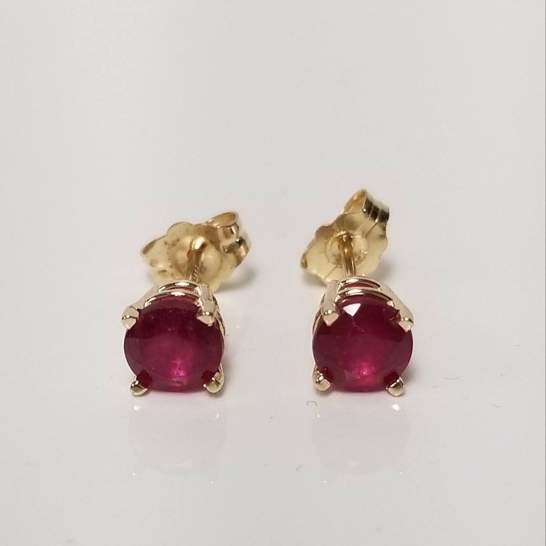 5mm Estate New 14k Yellow Gold Natural 1ct Ruby Studs Earrings Wedding Anniversary Birthday ...