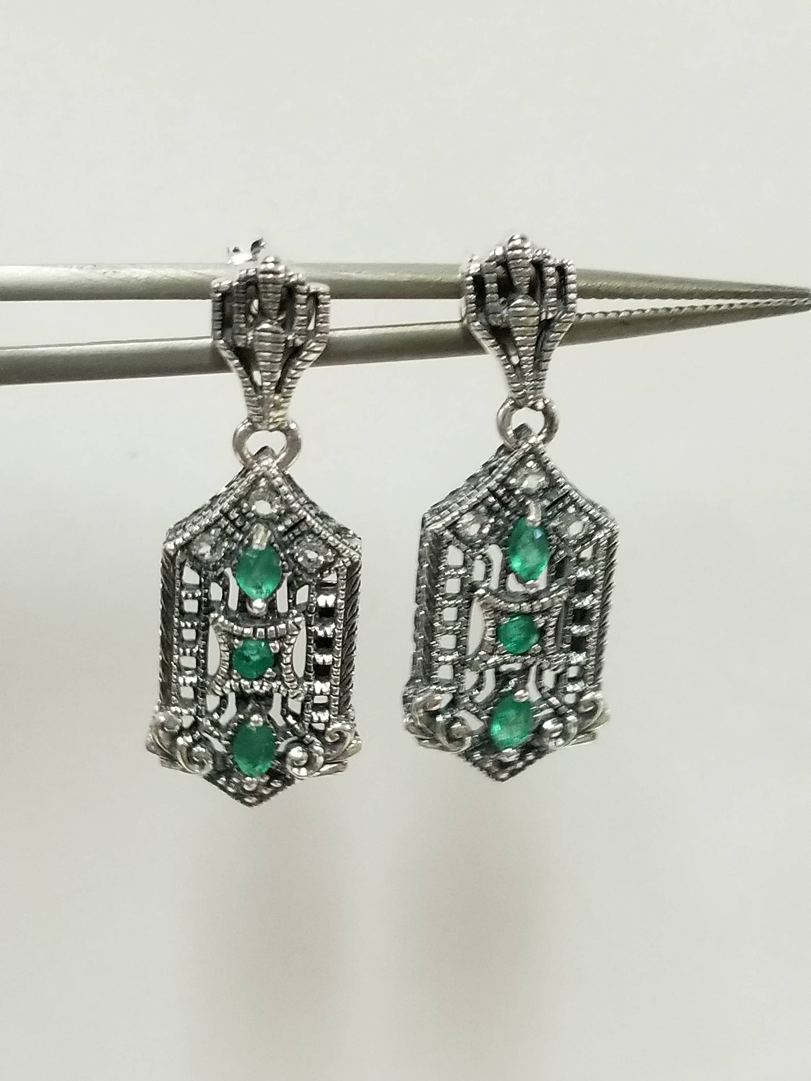 1 Estate Sterling Silver 925 Natural .50ct Emerald and - Etsy