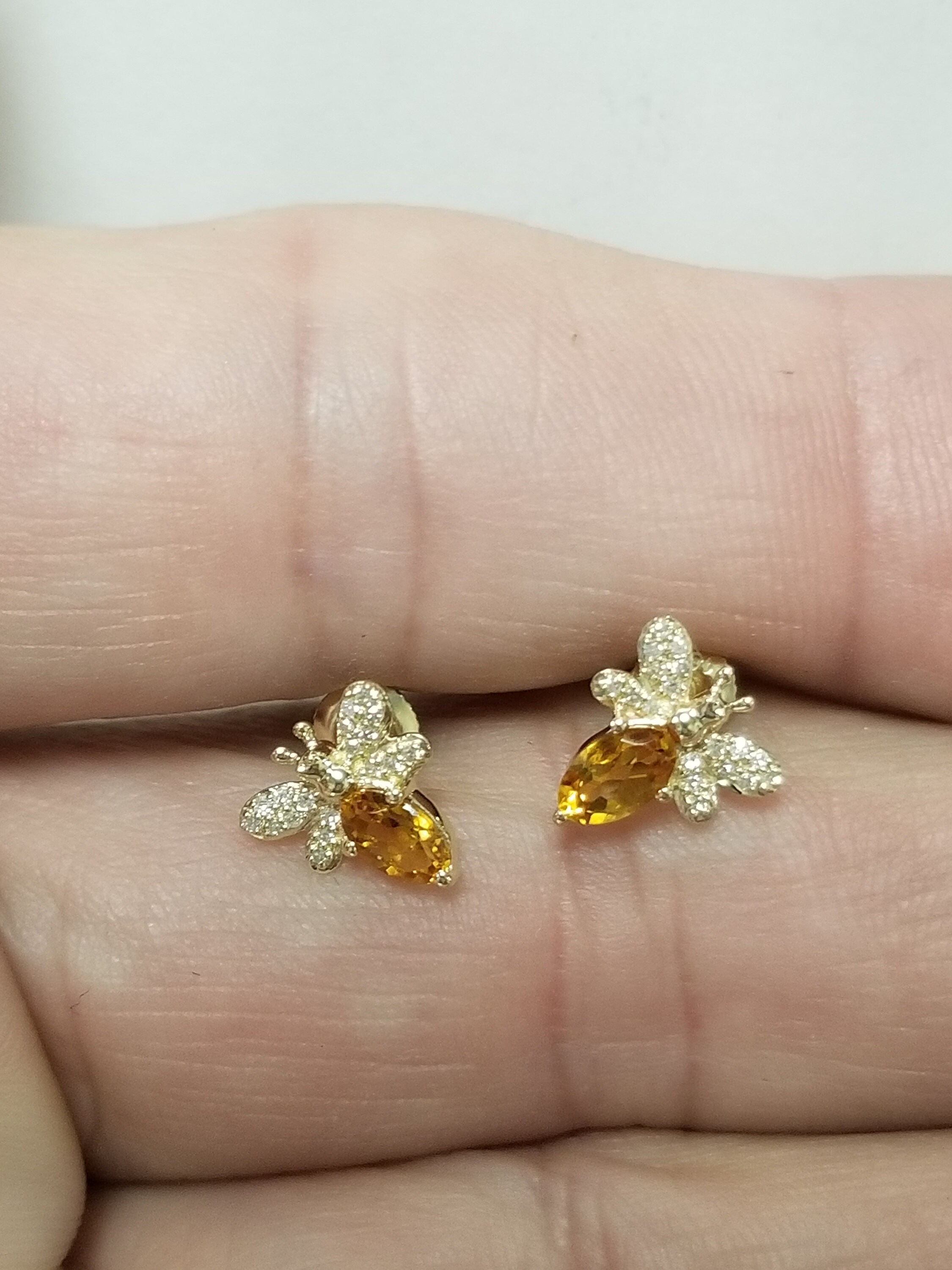 Citrine bee earrings store