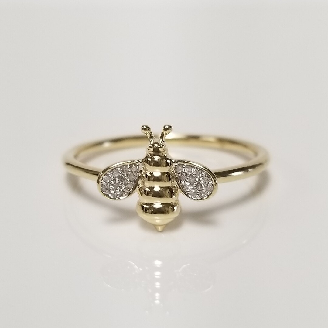 Ring Size 7 Sale Estate 10k Yellow White Gold .10ct Diamond Bee Ring ...