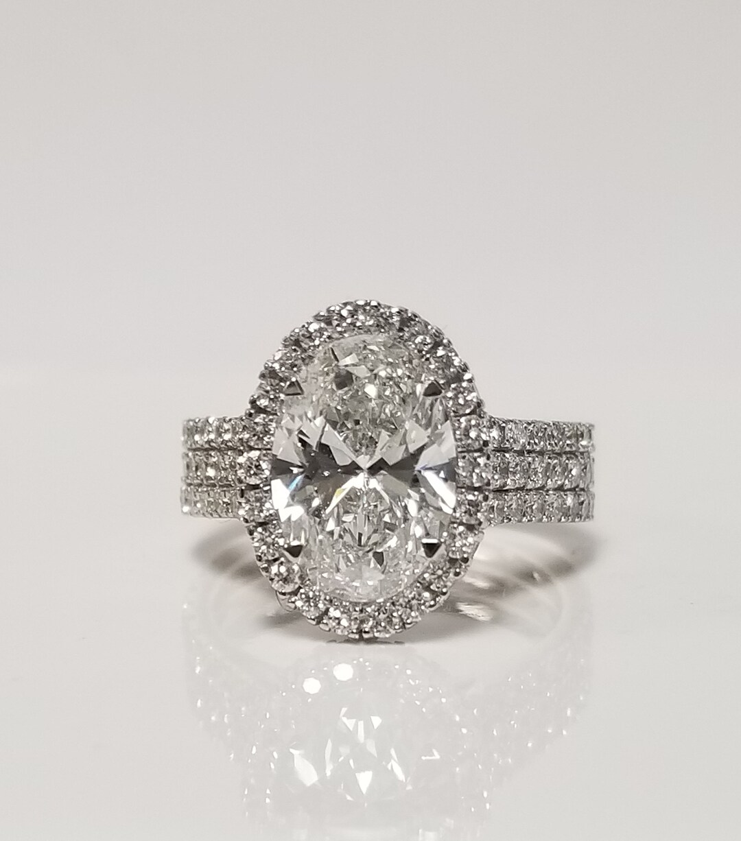 5ct Natural LAB Sale VS1 F Estate 14k White Gold Oval 5ct Diamond Ring ...