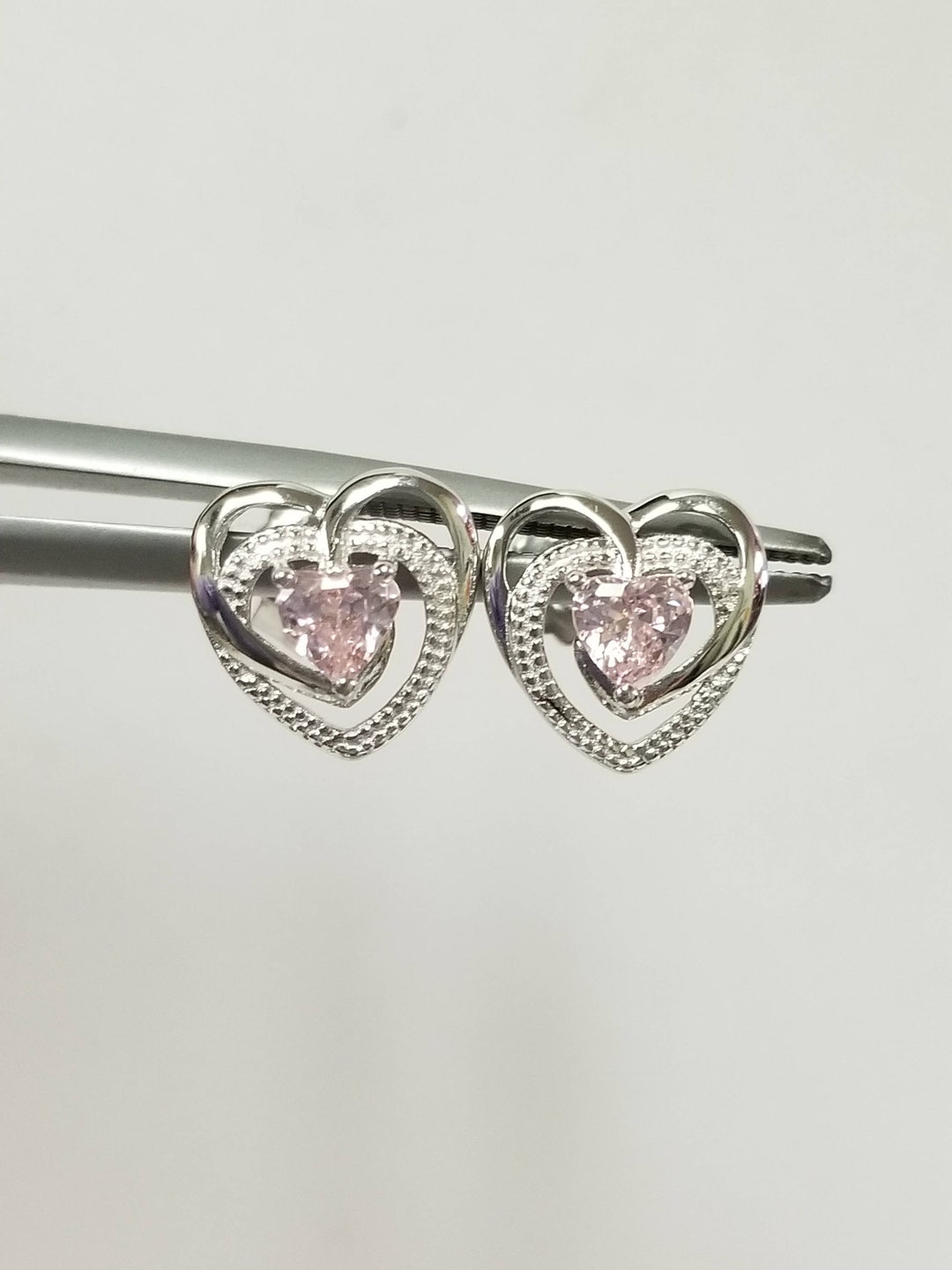 Estate Sterling Silver 925 Pink Heart .25ct Sapphire or Ice Nice ...