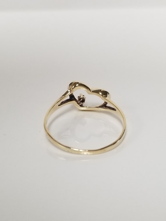 1.19 Grams Size 6.75 Estate 10K Yellow Gold .01ct Diamond Heart Filigree Daughter Ring GS1396 04