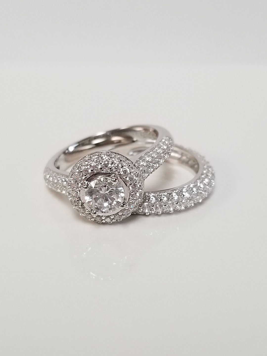 Size 6 or 7 Estate Sterling Silver 925 Created 1ct Cz Diamond Round Cut ...