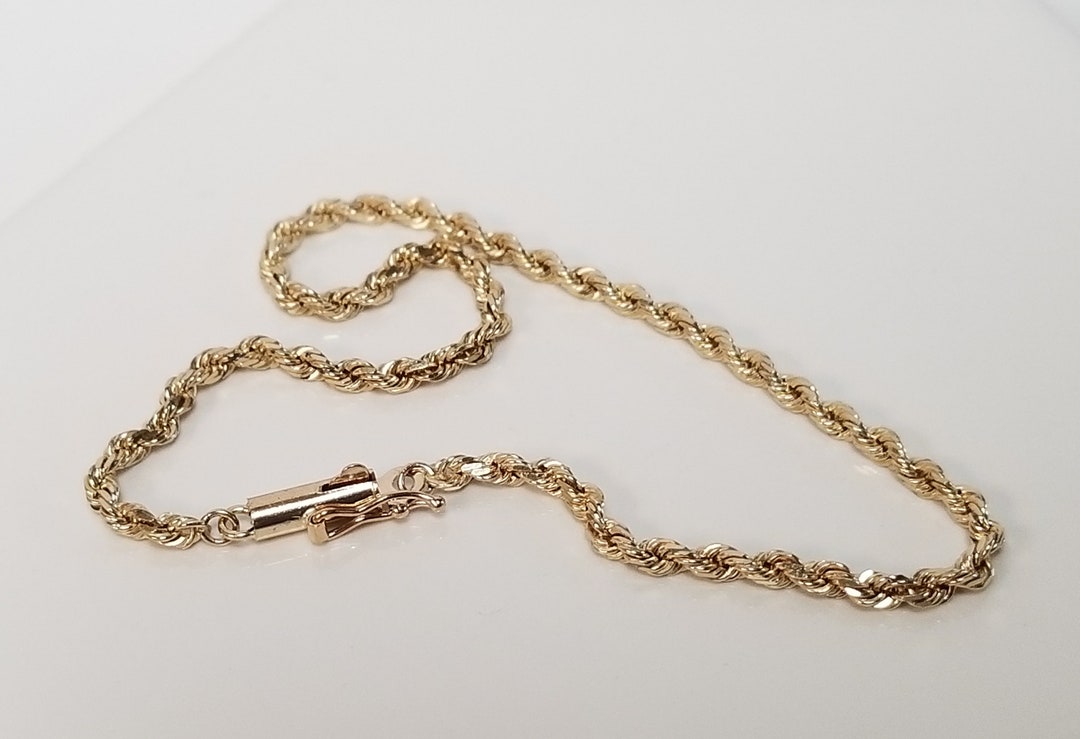 1.63 Grams 7.25" Estate 10k Yellow Gold 1mm Rope Design Bracelet Beach ...