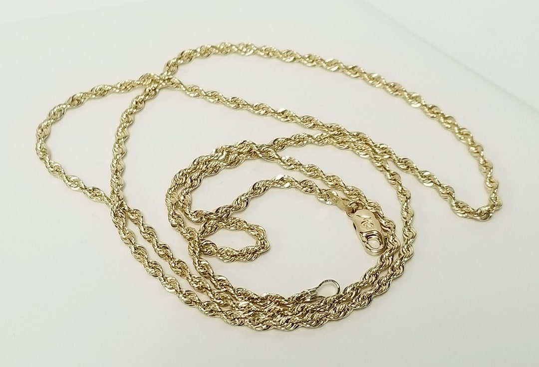 1.51 Grams Sale 18" Estate 10k Yellow Gold Lite 2mm Rope Chain Necklace ...