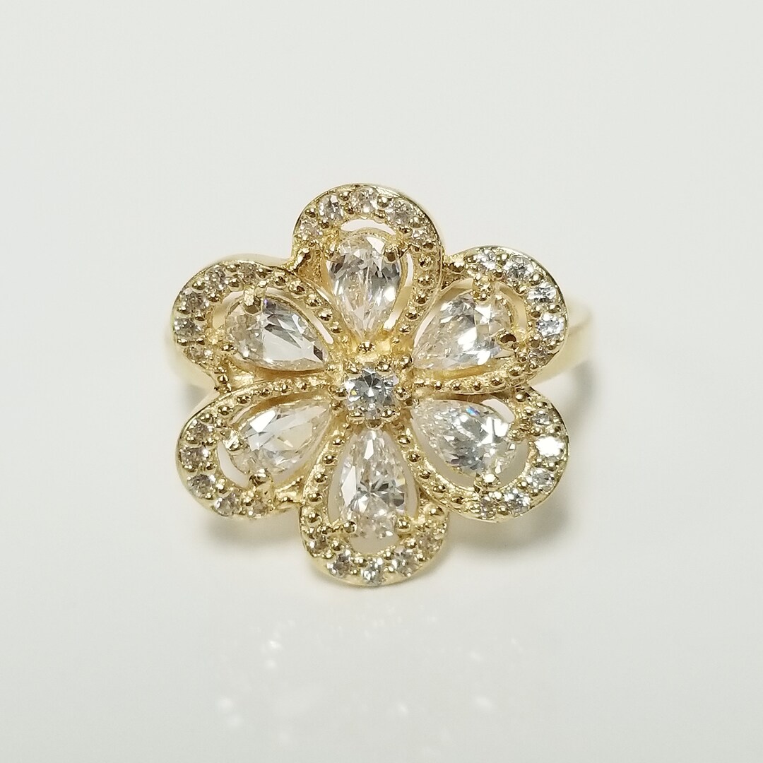 3.88 Grams Sale Size 8 Estate 14k Yellow Gold 1ct CZ Diamond Pear Tear ...