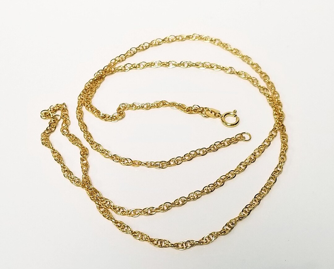 1.92 Grams Sale 20" Estate 21k 875 Yellow Gold Necklace Chain 2mm Fancy ...