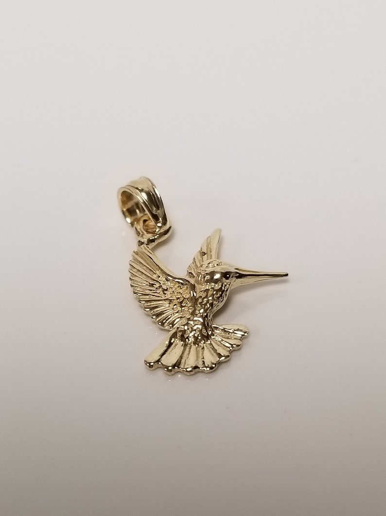 1" Estate 10k Yellow Gold Hummingbird Flower Pendant Charm G531 - Etsy