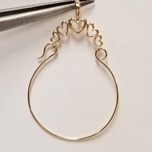 1.5" Estate 14k Yellow Gold Wire Heart Charm Holder Rope Pendant Holder ...