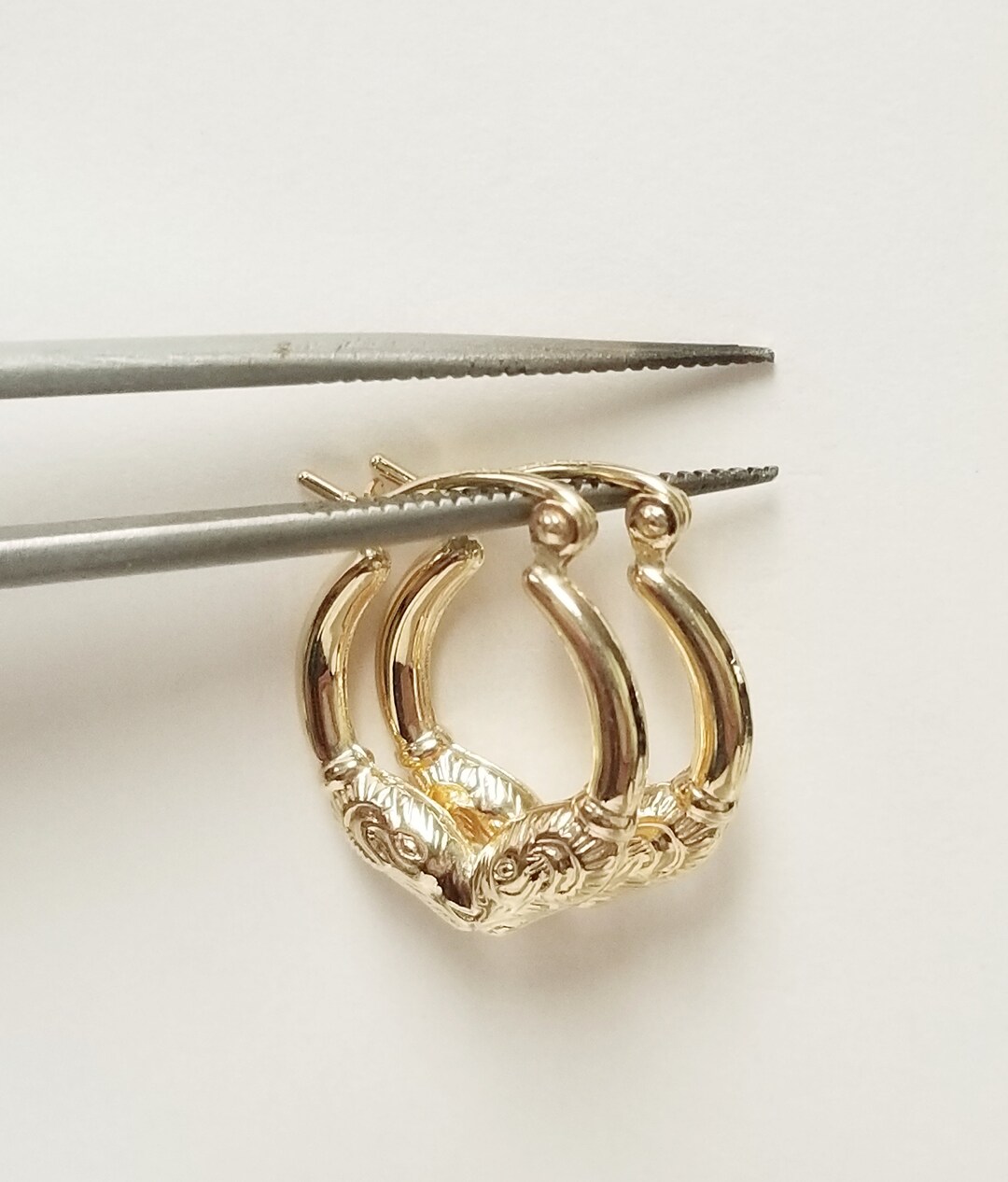 1.0 Gram 5/8" Estate New 14k Yellow Gold Small LA Rams Hoops Earrings ...