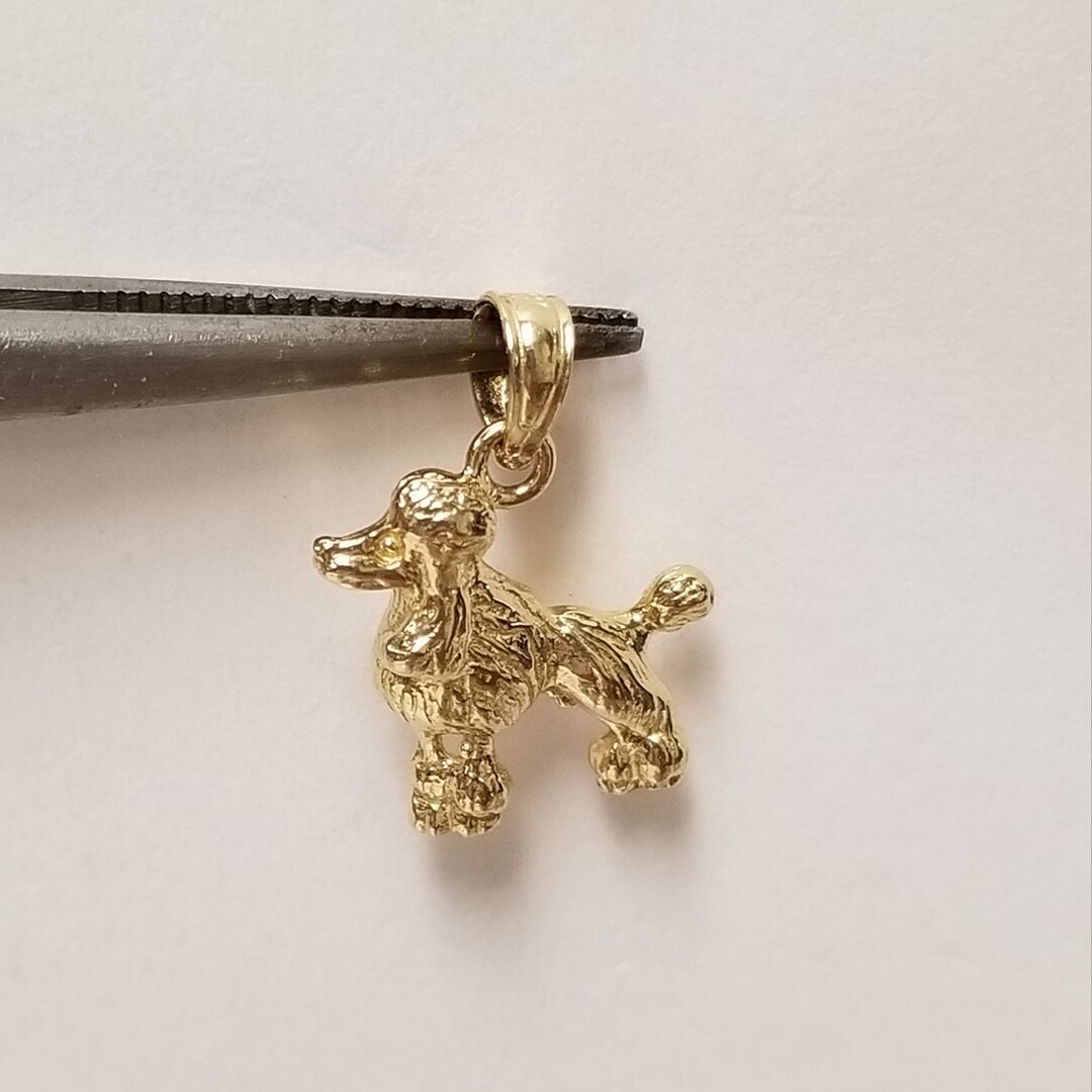 1.20 Grams 10k 5/8" Estate Yellow Gold Poodle Dog Puppy Pendant Charm ...