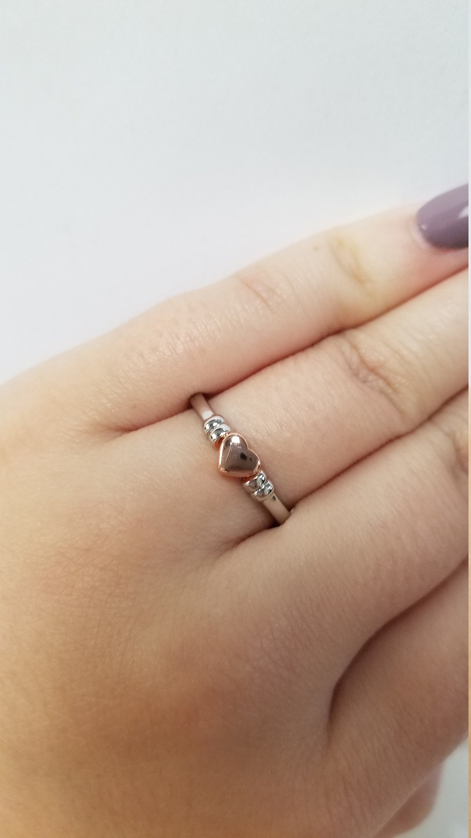 Estate Sterling Silver 925 Rose Gold Heart Modern Art Deco Style ...