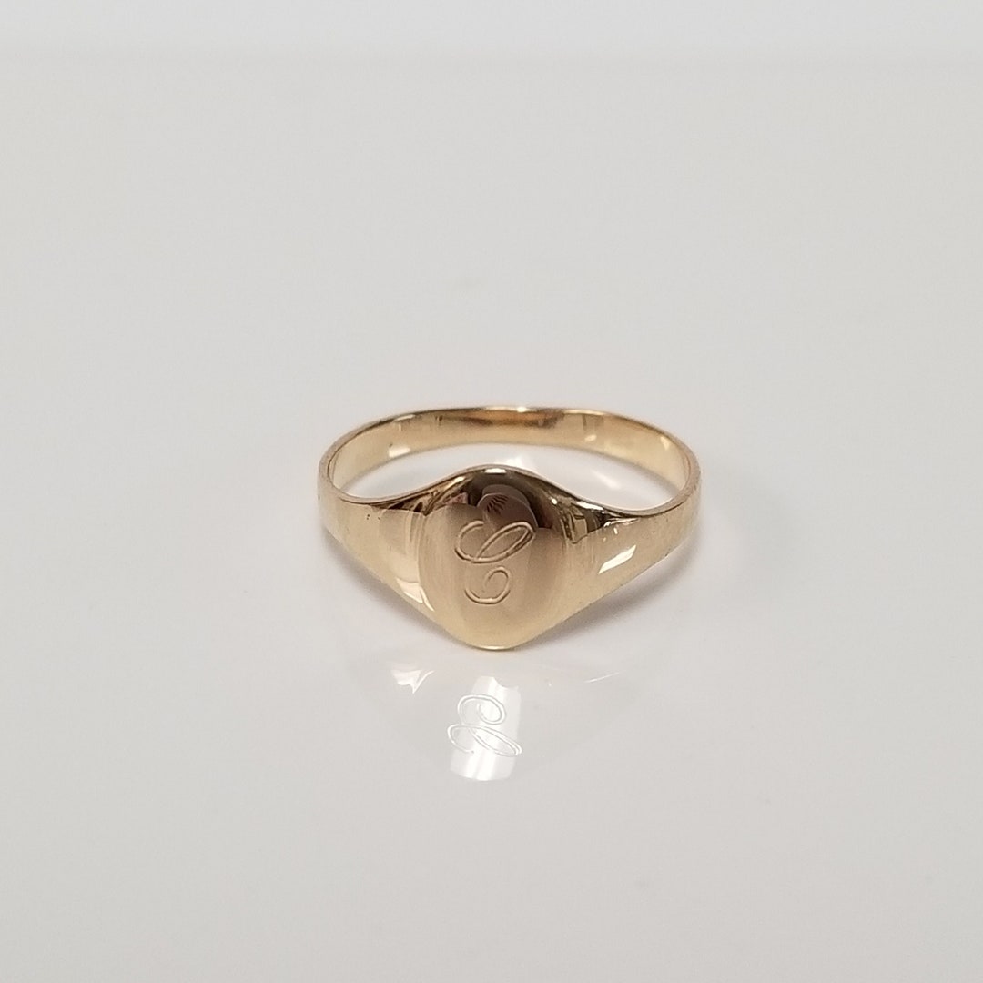 C Size 1 Estate 14k Yellow Gold Capital C Oval Monogram Ring Initial ...