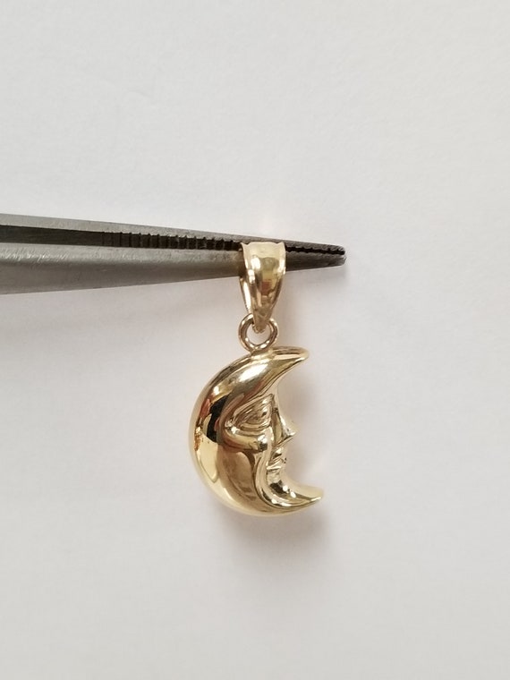 3/4 Estate 14k Yellow Gold Puffed Moon Pendant Charm | Etsy