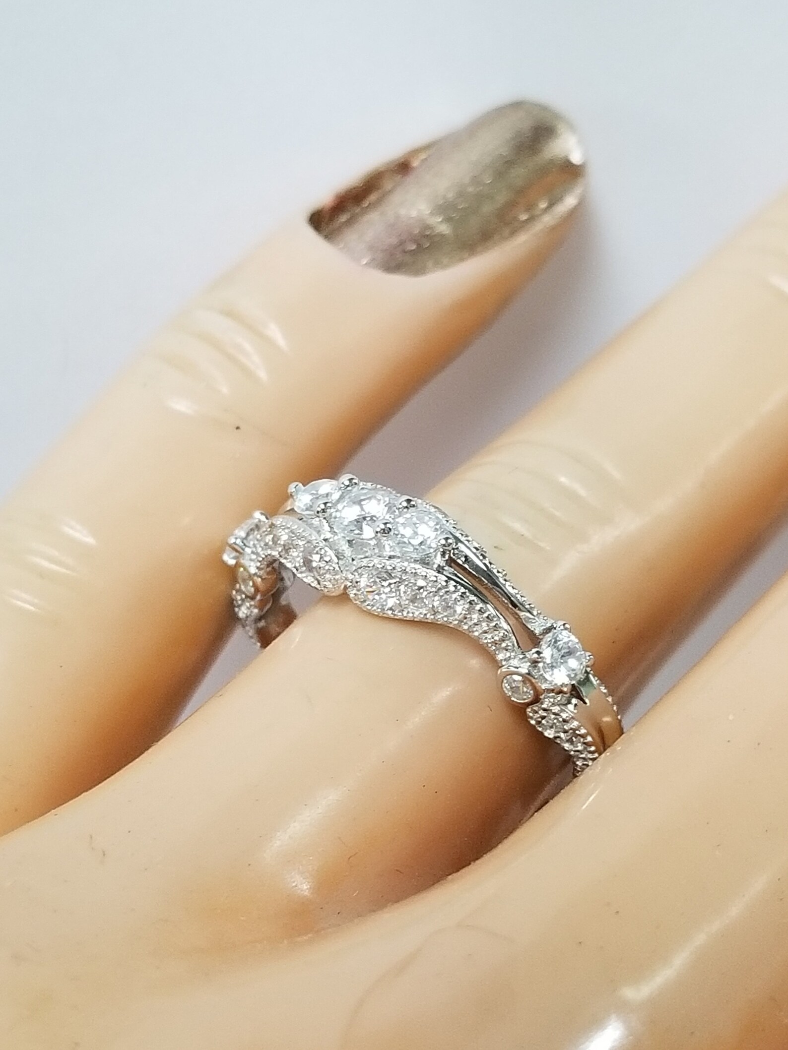 Estate Sterling Silver 925 Cz .50ct Diamond Princess Round Cut Stone ...