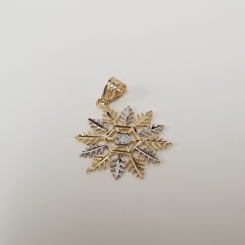 3/4 Estate 10k Yellow White Gold Snowflake Charm Pendant - Etsy