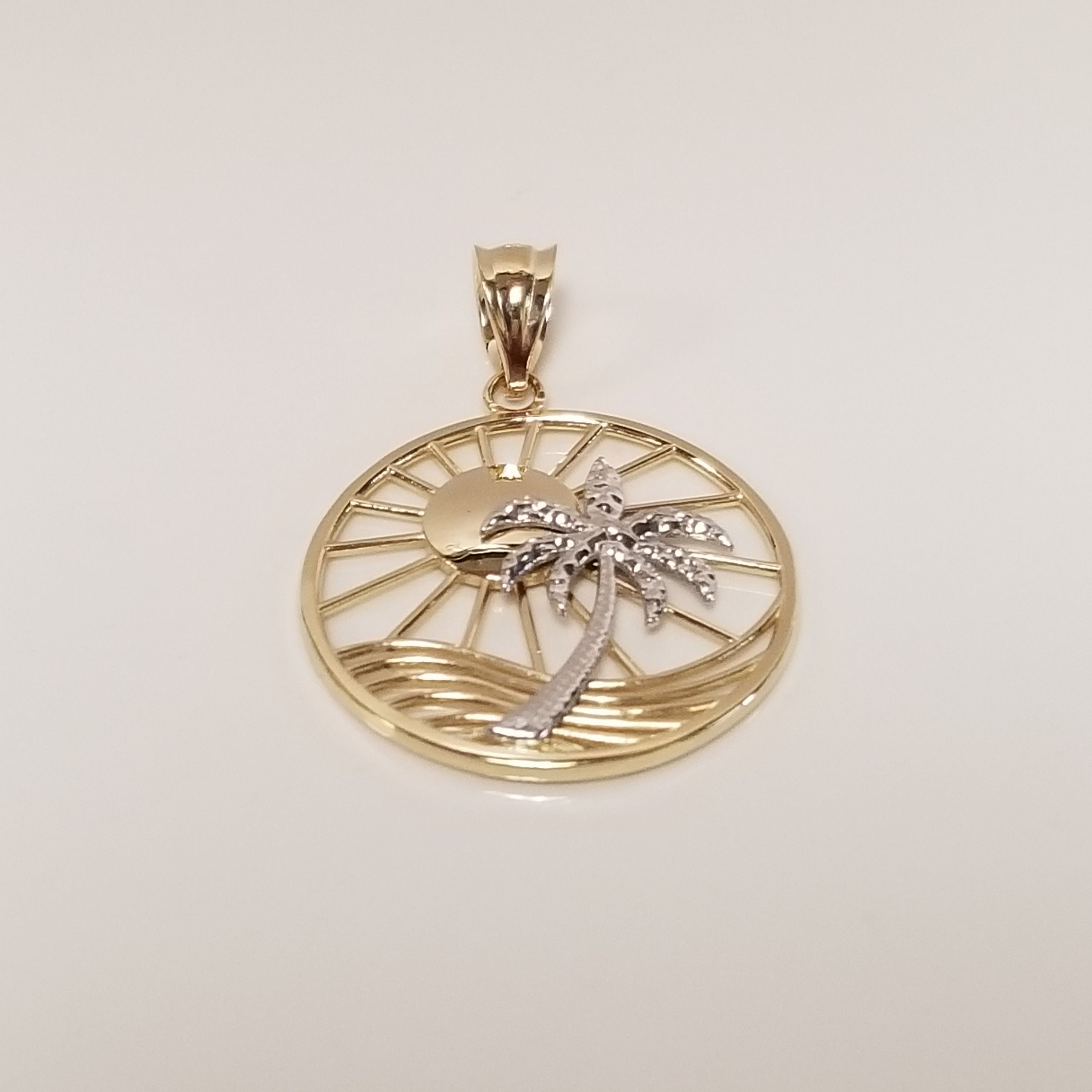Sale 1 Estate 14k Yellow White Gold Sun Beach Sand Palm - Etsy