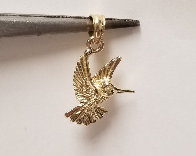 1 Estate 10k Yellow Gold Hummingbird Flower Pendant Charm G531 - Etsy