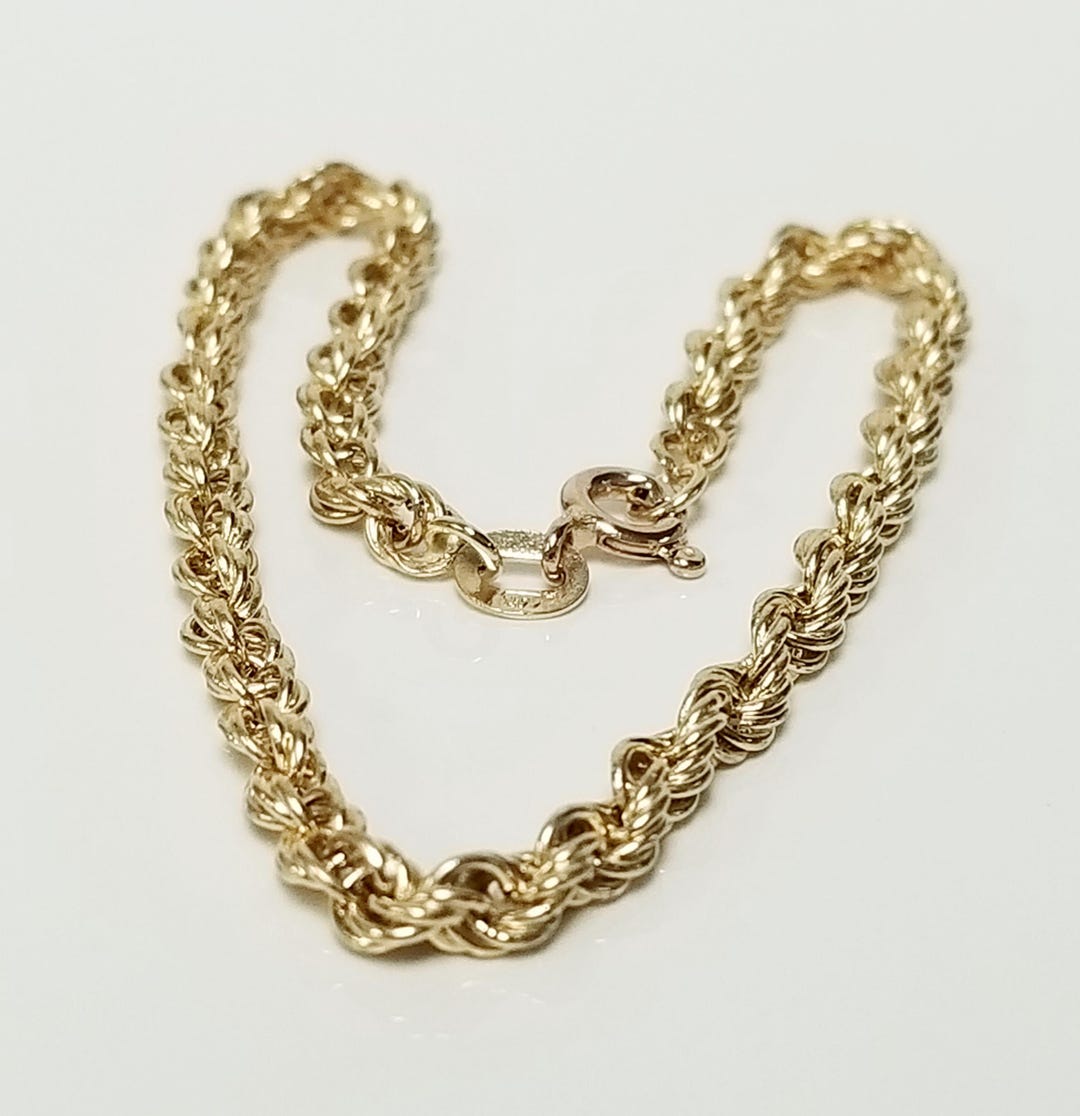 2.20 Grams 7.25 Estate 14k Yellow Gold 3mm Rope Design Diamond Cut ...