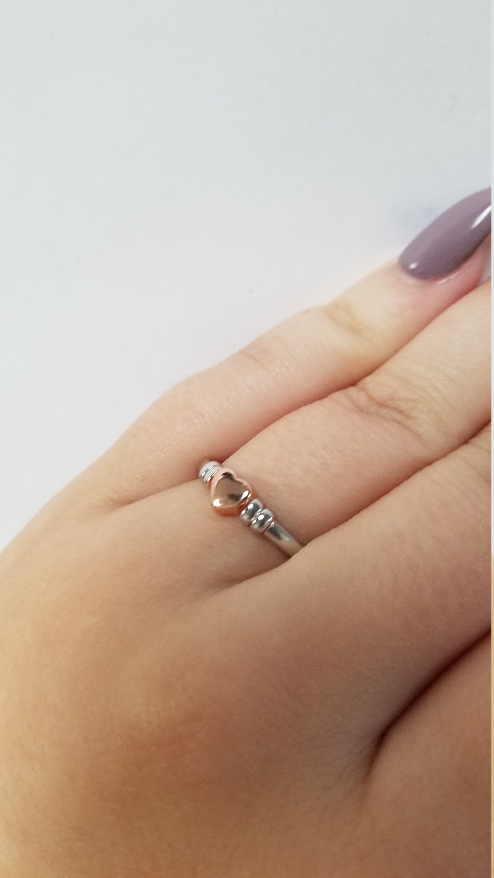 Estate Sterling Silver 925 Rose Gold Heart Modern Art Deco Style ...