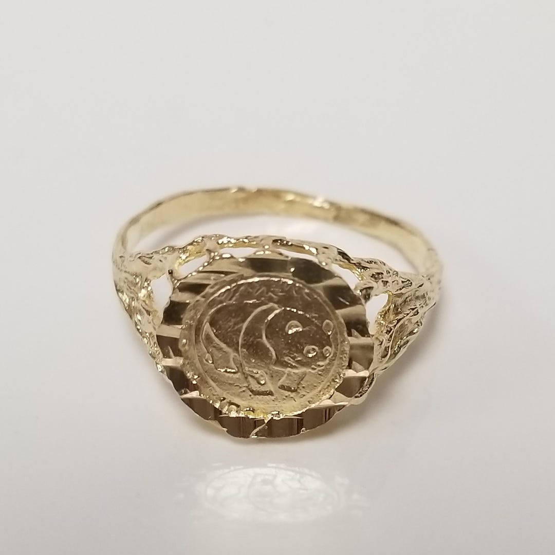 Size 6.5 Estate 10k Yellow Gold Ring Panda Coin COPY 1983 Pinky ...