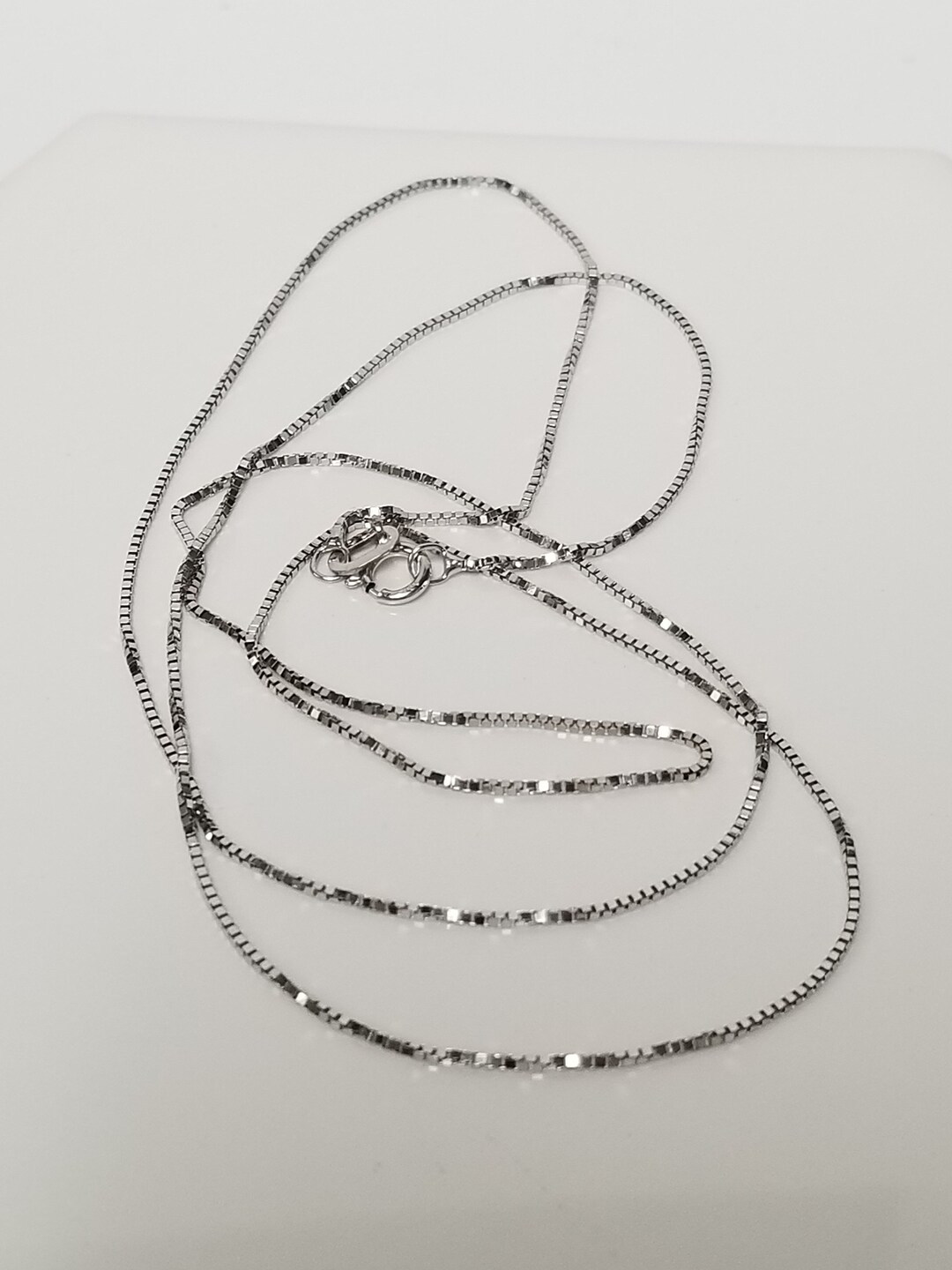 20" Estate 10k White Gold Box Link Necklace Chain .50mm G598 - Etsy