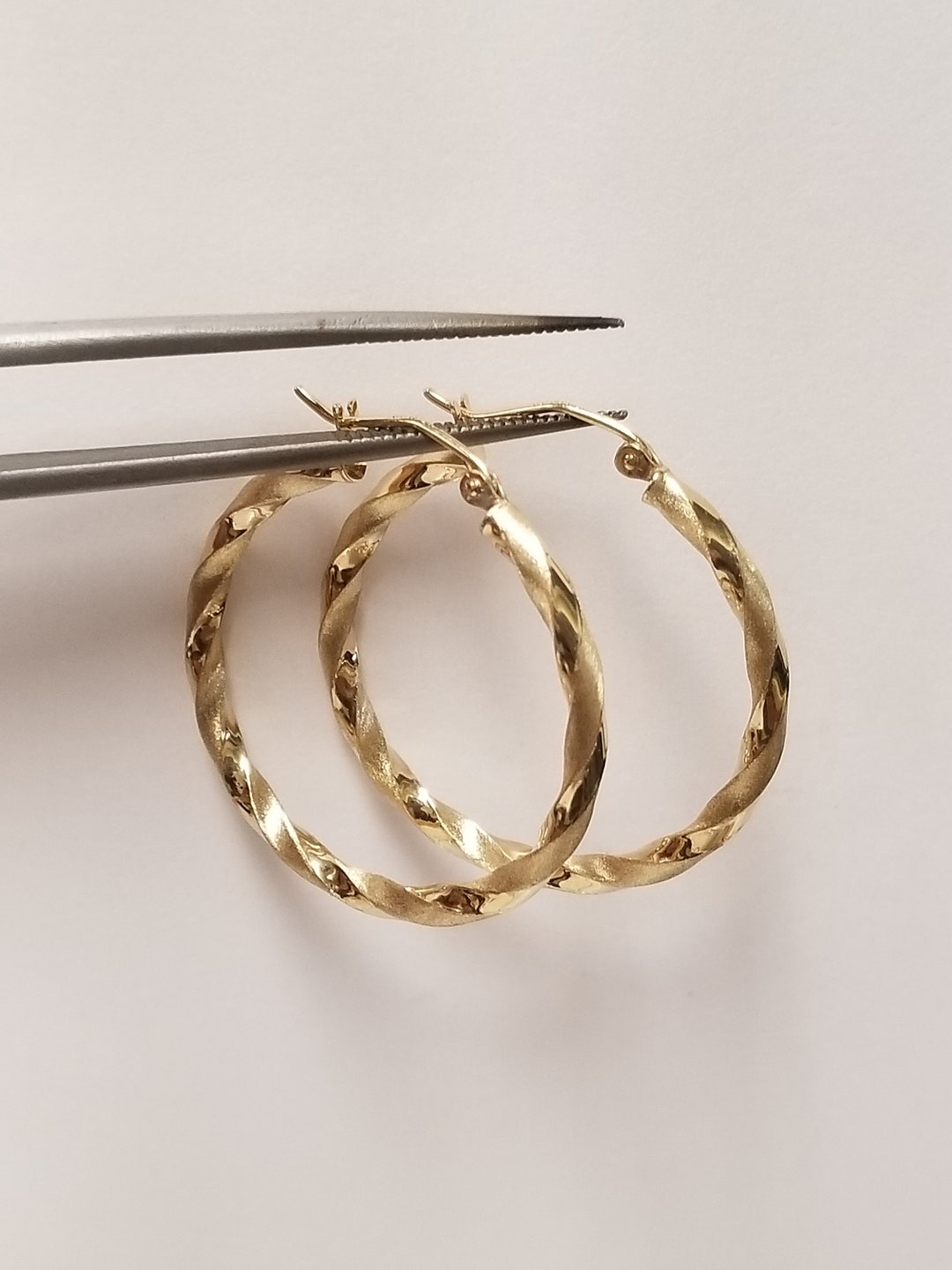 32mm 1.25" Estate New 10k Yellow Gold Large Medium 2.5mm Twist Diamond ...