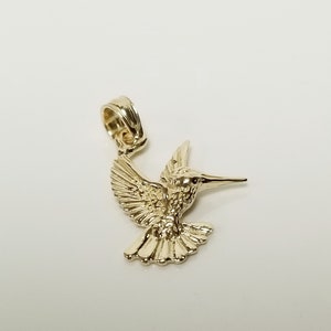 1" Estate 10k Yellow Gold Hummingbird Flower Pendant Charm G531 - Etsy