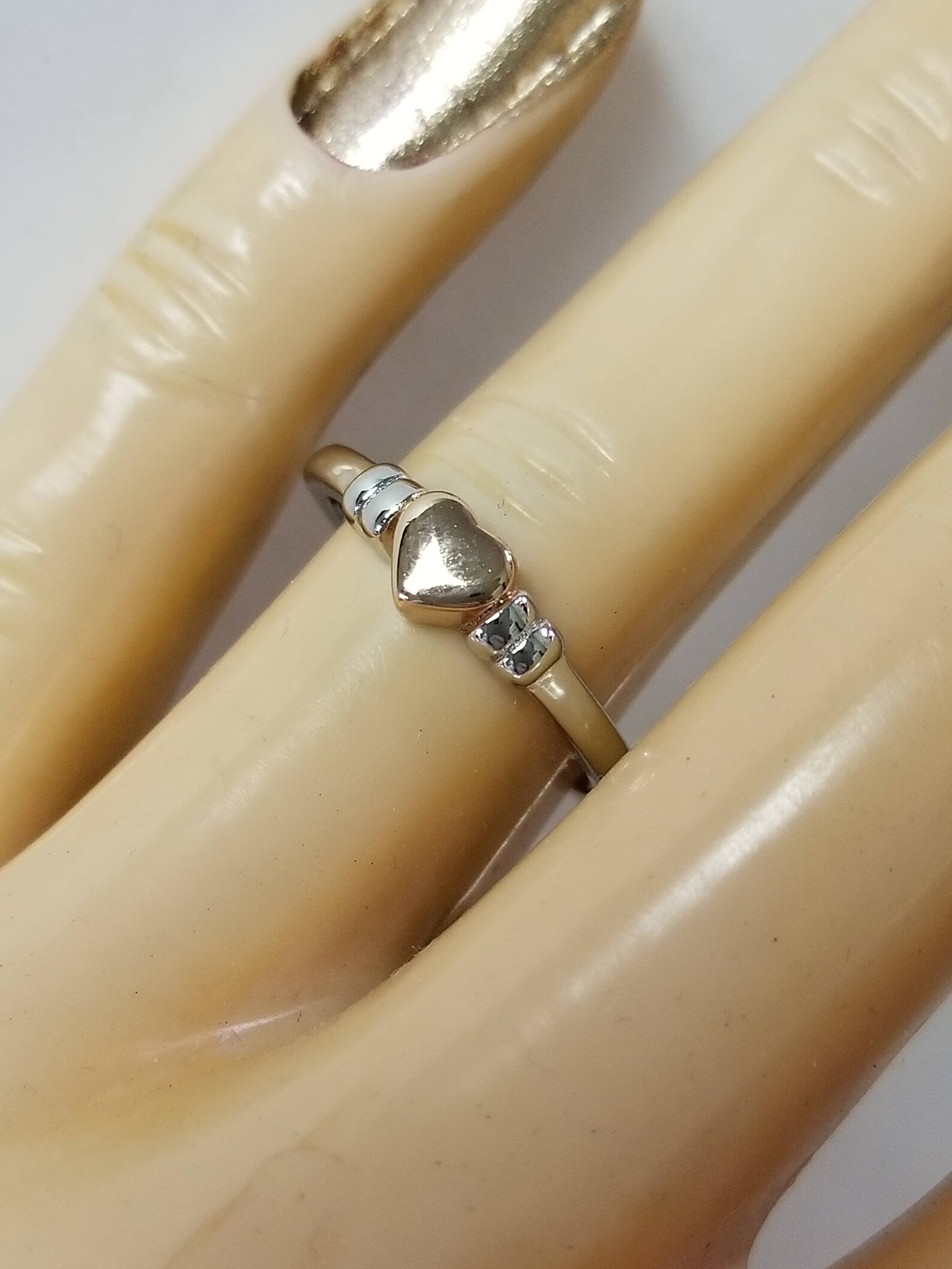 Estate Sterling Silver 925 Rose Gold Heart Modern Art Deco Style ...
