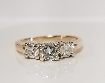 Sale Size 8 Estate 14k Yellow White Gold 1ct Diamond Wedding Band Ring ...