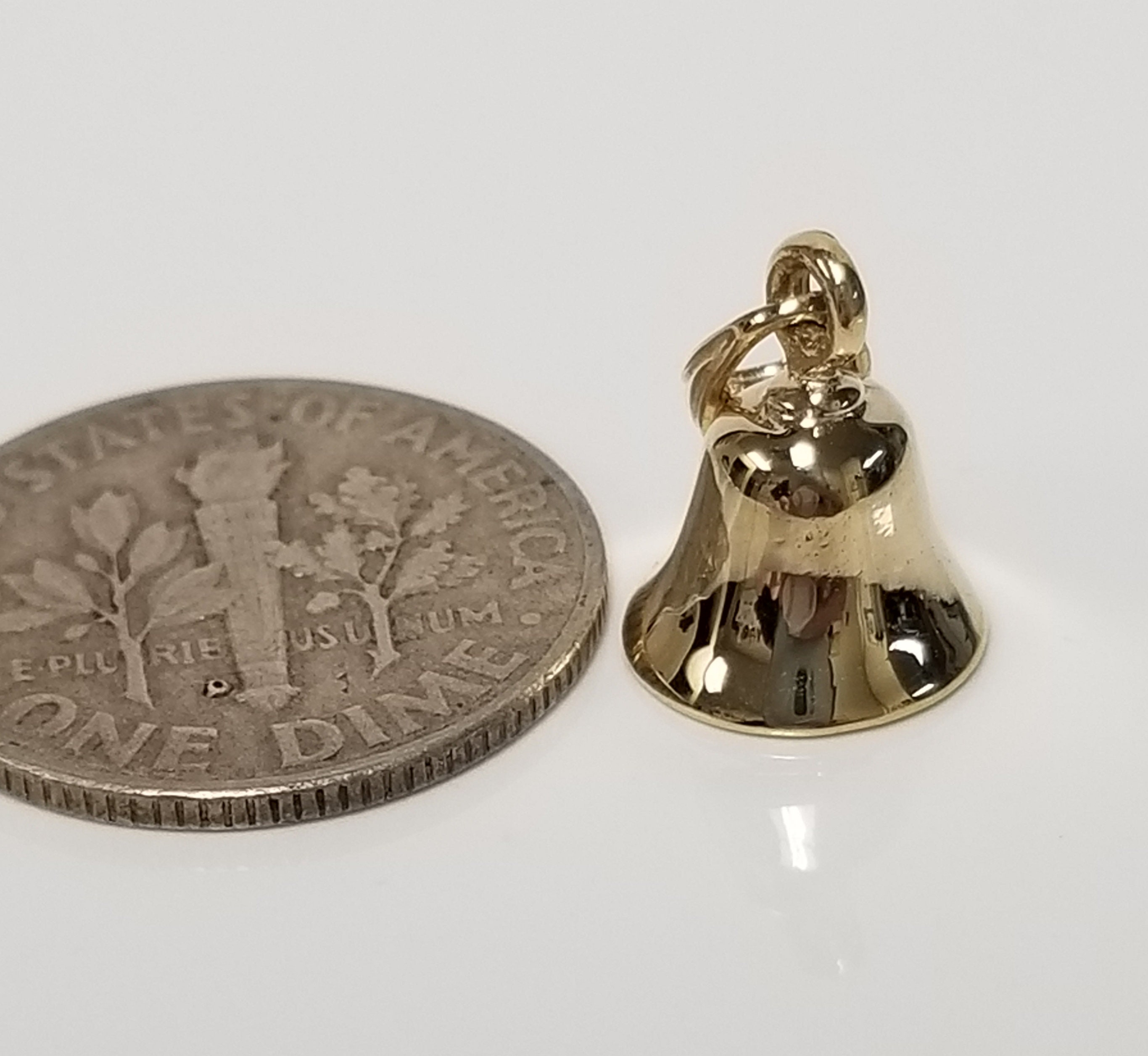 1/2" Estate 10k Yellow Gold Bell Clapper Pendant Charm Farm Dog Cow ...