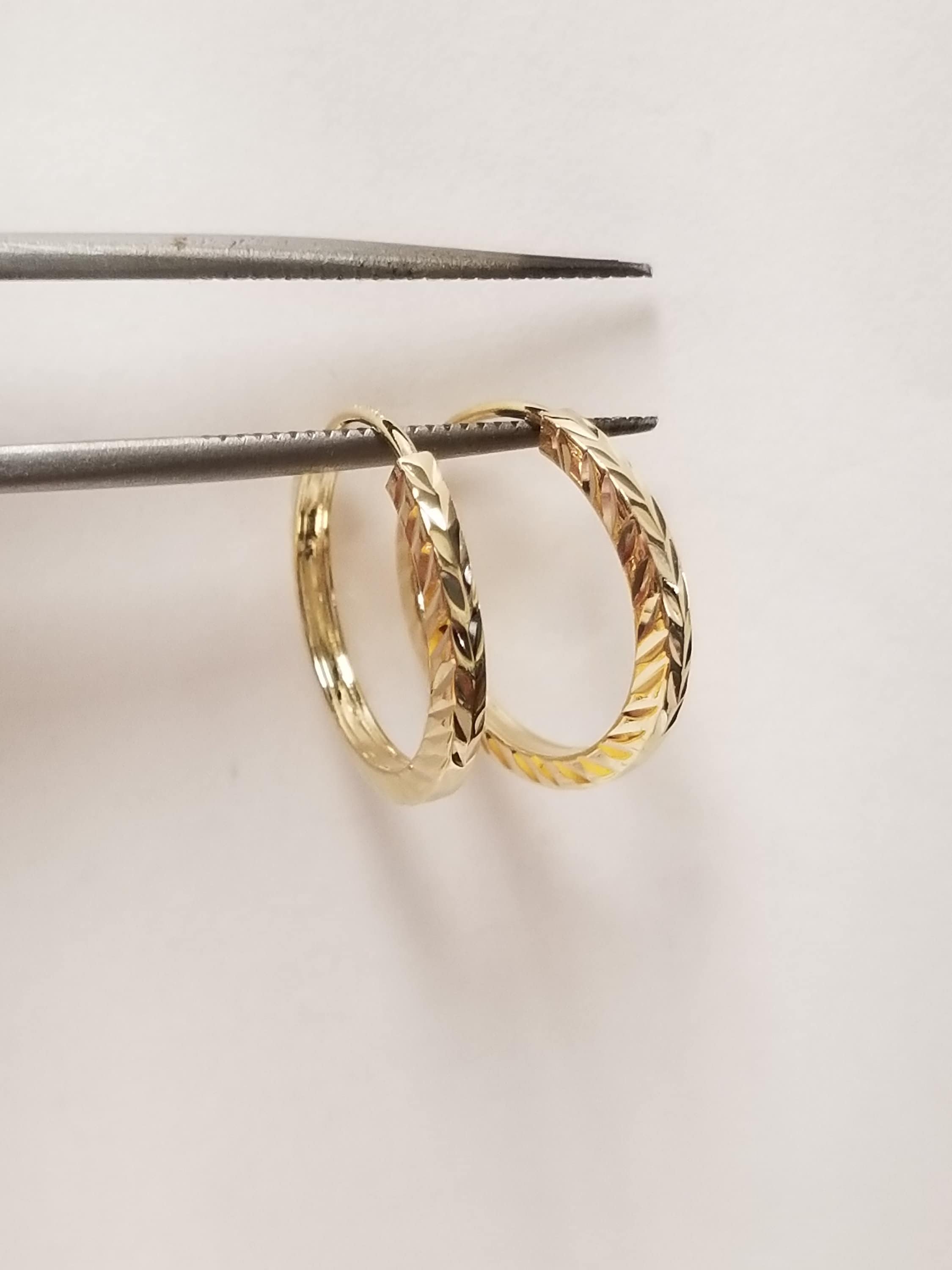 5/8" 15mm Estate New 14k Yellow or White Gold Small 1mm Diamond Cut ...
