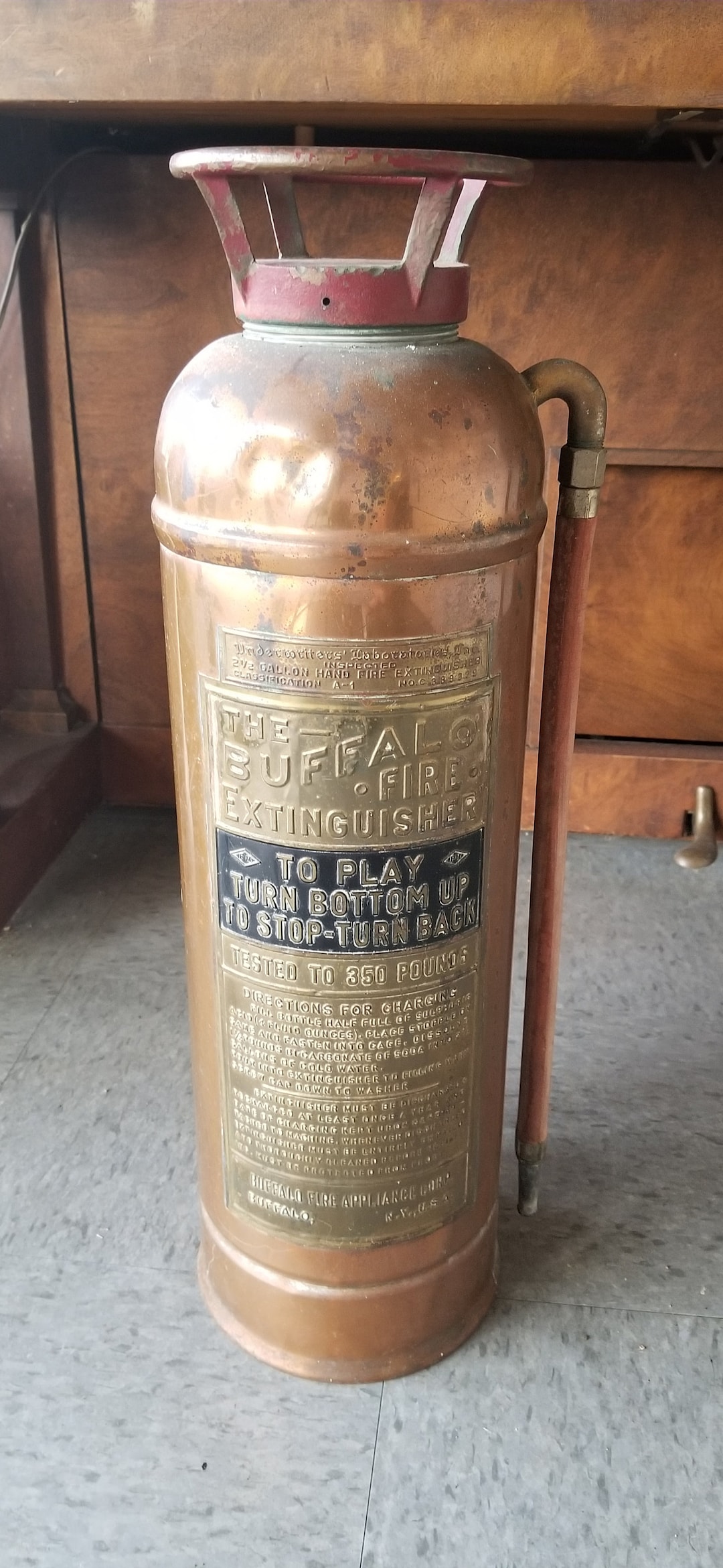 Estate Antique the Buffalo Fire Applicance Corp Water Extinguisher Pump ...