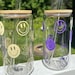 Smiley Face Cups, Glass Cups With Straw and Lid, Smile Cricut Cups ...