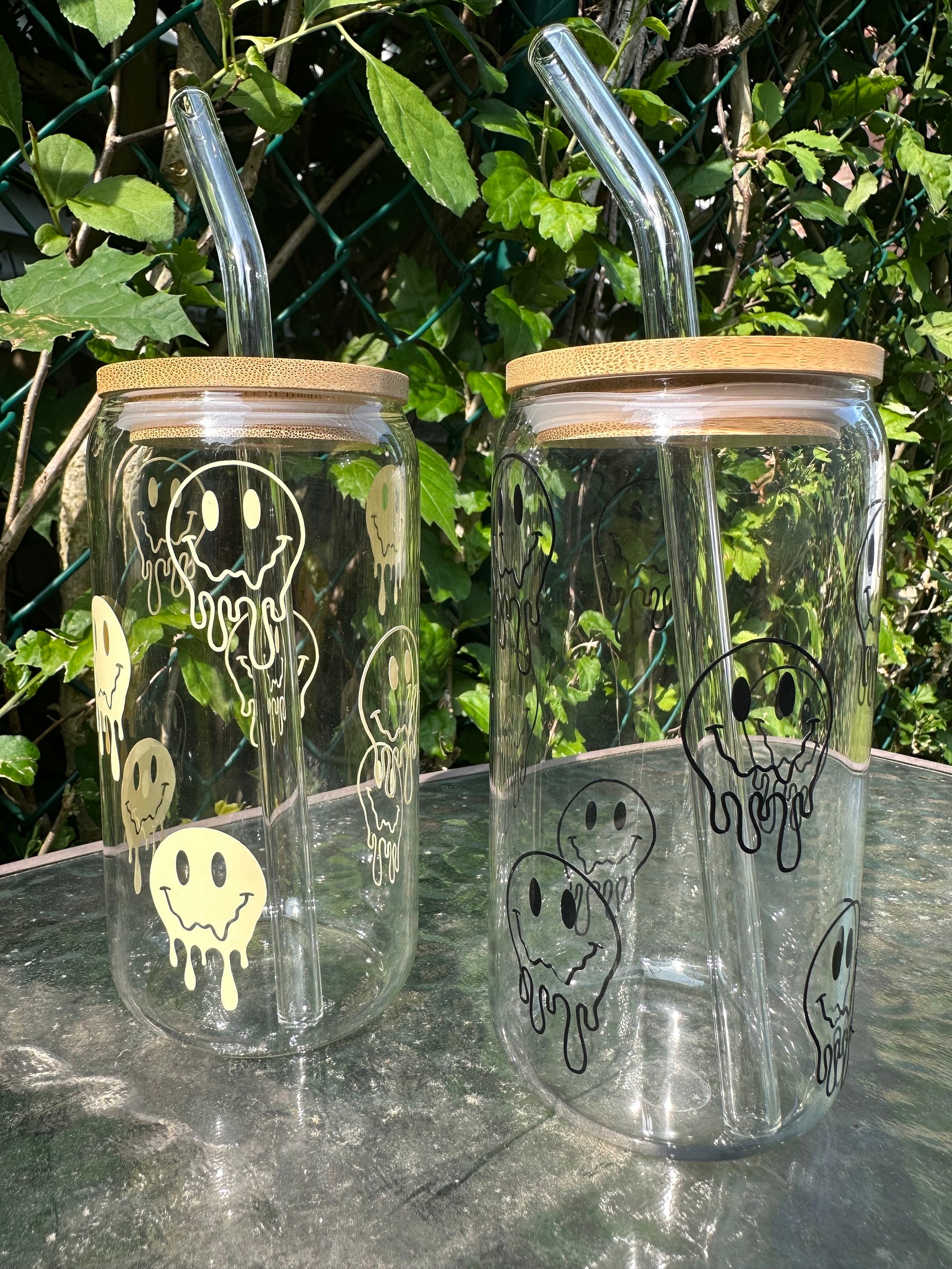 Melting Smiley Face Cups, Glass Cups With Straw and Lid, Smile Melly ...