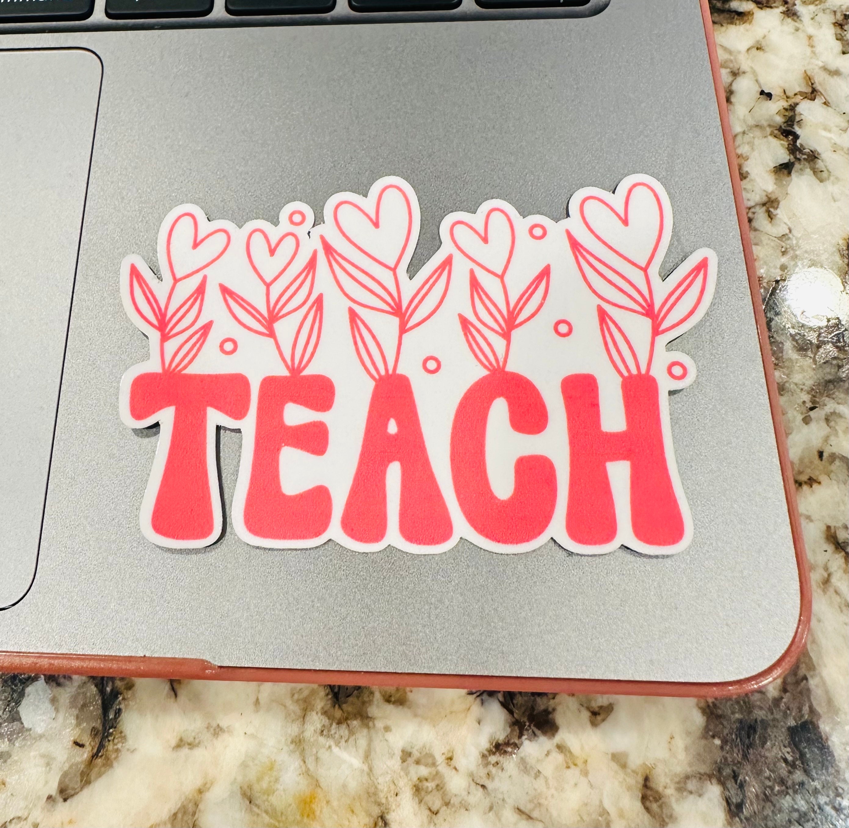Teacher Die Cut Sticker, Teach Sticker, Colorful Teach Sticker, Peel ...